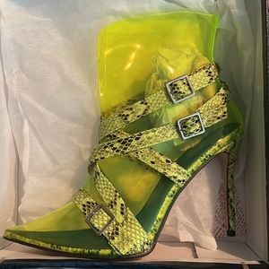 Sergio Todzi | Shoes | Neon Green Snake Skin Stiletto Designer Boots ...